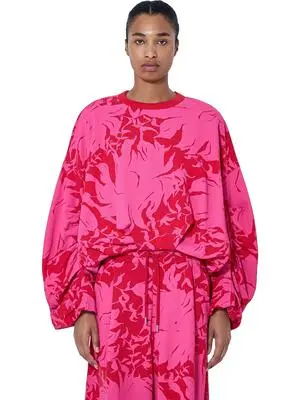 Dries Van Noten Abstract Print Draped Sweatshirt - Pink