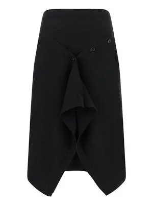 LEMAIRE Button Asymmetrical Skirt - Black