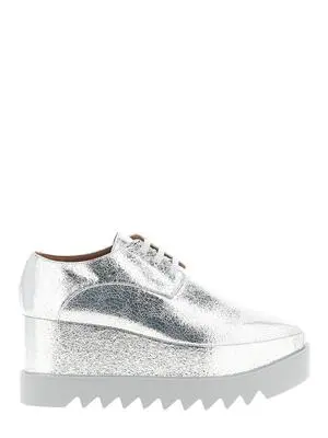 Stella McCartney Elyse Metallic Craquelé Platform Derby Shoes - Silver