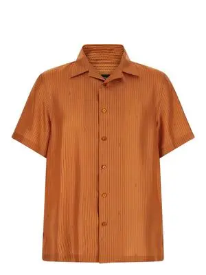 Fendi Selleria' Stitching Silk Shirt - Orange