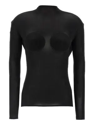 JEAN PAUL GAULTIER Voluminous Semi-transparent Long Sleeve Sweater - Black