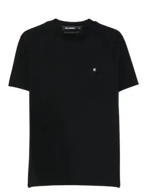 Karl Lagerfeld Logo-plaque Crew-neck Cotton T-shirt - Black