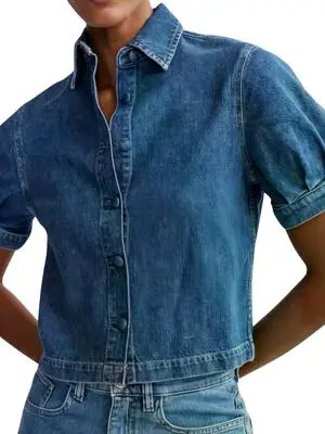 DL1961 Montauk Puff-sleeved Denim Shirt - Blue