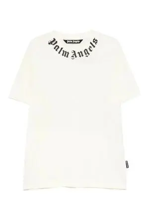 Palm Angels Neck Logo Printed T-shirt - Neutrals