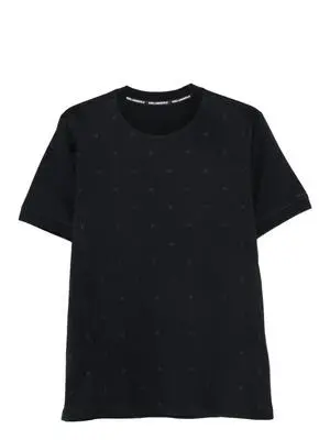 Karl Lagerfeld Monogram-embroidered T-shirt - Blue