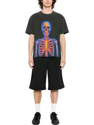 MELT Skeleton-print Cotton T-shirt - Black