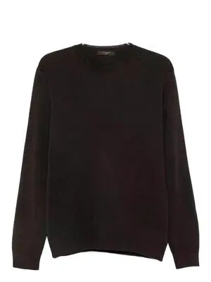 SLOWEAR Waffle Knit Crew Neck Long Sleeve Sweater - Brown