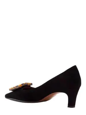 FESTA MILANO Paola Suede Pumps With Tortoiseshell Embellishment - Black
