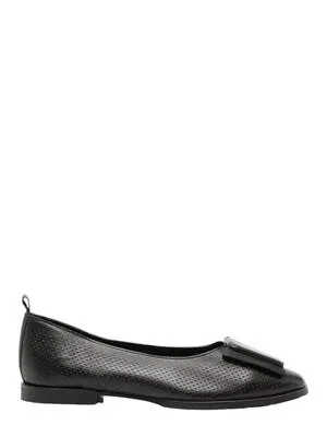 SERGIO MORETTI FIRENZE Perforated Almond Toe Ballet Flats - Black