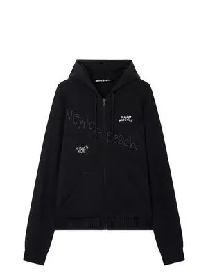 Palm Angels Surfer Dreams Knit Zip-up Hoodie - Black
