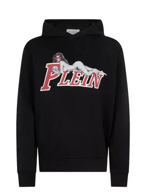 Philipp Plein Hoodie With Pin Up Logo - Black