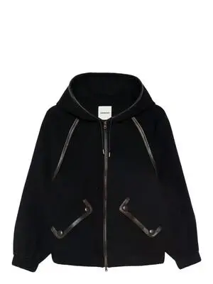Sandro Leather-trimmed Hooded Jacket - Blue