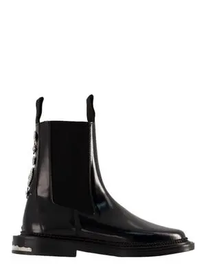 TOGA VIRILIS Stud-embellished Leather Ankle Boots - Black