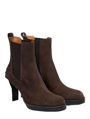 TOD'S Suede Chelsea Boots With 80mm Heel - Black