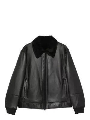 YVES SALOMON Fur-collar Leather Jacket - Black