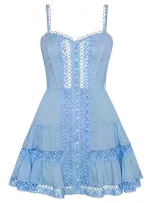 Charo Ruiz Ibiza Lenora Guipure-lace Mini Dress - Blue