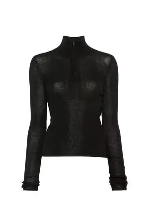 THE FRANKIE SHOP Sade Half-zip Ribbed-knit Top - Black