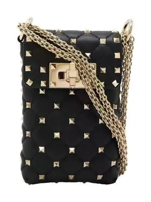 Valentino Garavani Rockstud Spike Phone Case Crossbody Bag - Black