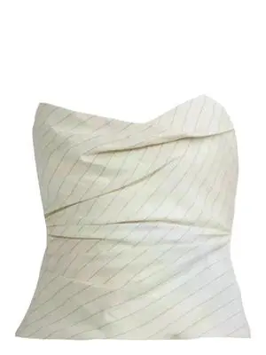 THE SEI Striped Cowl Neck Blouse - Neutrals