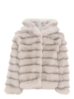 Monnalisa Long-sleeved Casual Jacket With Hood - Grey