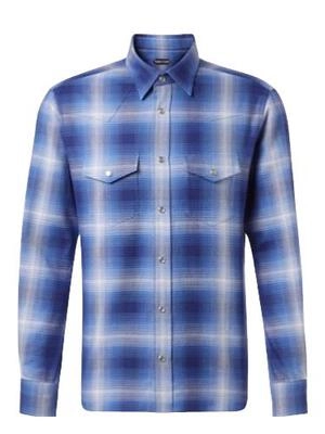 TOM FORD Checked Cotton Shirt - Blue