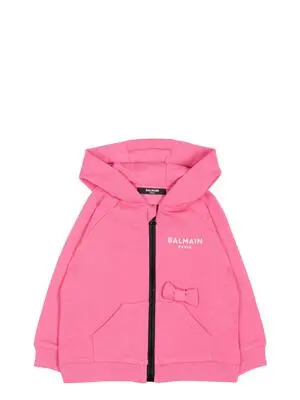 Balmain Bow Detail Zip-up Hoodie - Pink