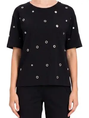 TWINSET Short Sleeve Embellished T-shirt - Black
