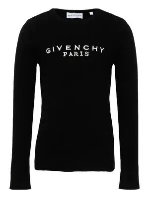 Givenchy Logo Embroidered Ribbed Knit Sweater - Black