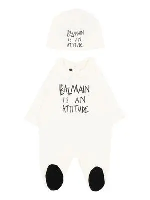Balmain Logo-print Babygrow Set - Ivory