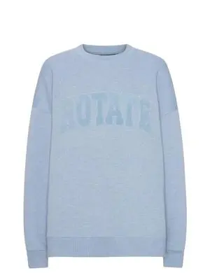 ROTATE BY BIRGER CHRISTENSEN Crewneck Heavy Sweatshirt With Textured Logo - Blue