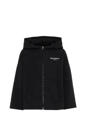 Balmain Logo-print Zip-up Hoodie - Black