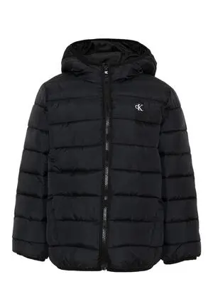 Calvin Klein Print Padded Hooded Jacket - Black