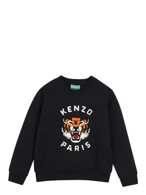 Kenzo Tiger Motif Crew Neck Sweater - Black