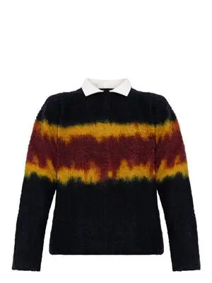 Sacai Patterned Ribbed Knit Long-sleeve Top - Black