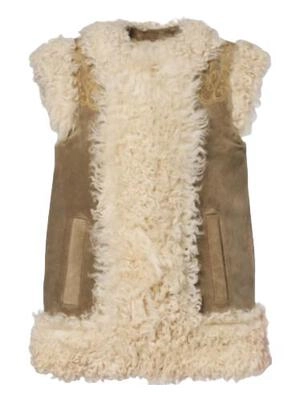 Etro Shearling-lined Embroidered Vest - Beige