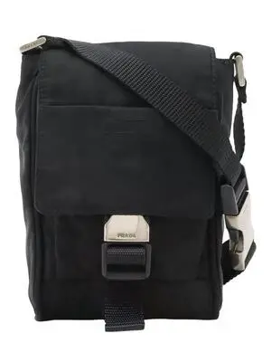 Prada Tessuto Messenger Bag With Buckle - Black