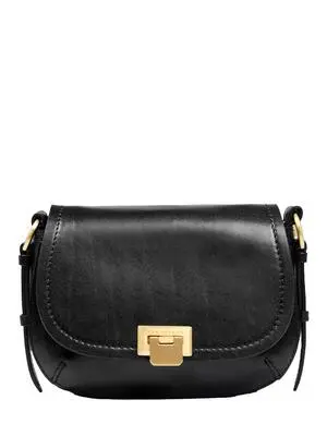 THE BRIDGE Federica Leather Flap-top Crossbody Bag - Black