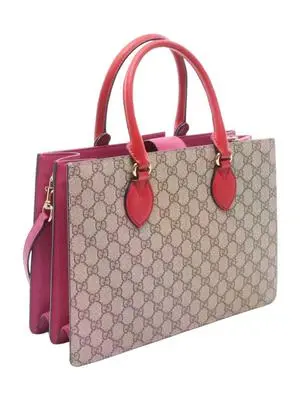 Gucci Gg Supreme Convertible Top Handle Bag Satchel - Neutrals