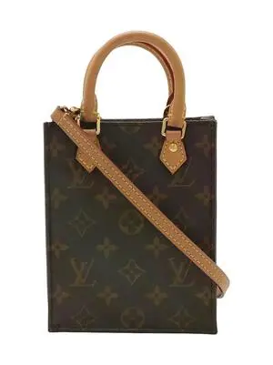 LOUIS VUITTON Monogram Petit Sac Plat Satchel - Brown