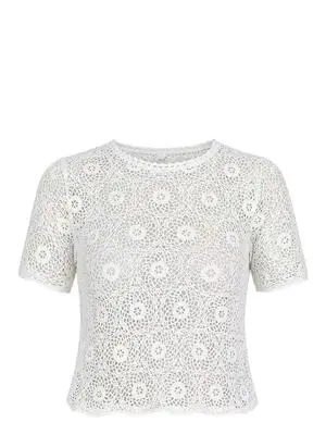 NILI LOTAN Elionne Crochet-knit Blouse - White