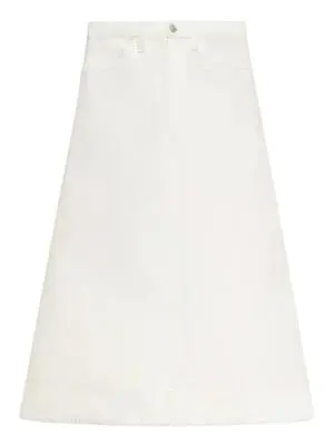 Marni White Denim Flared Midi Skirt - Neutrals