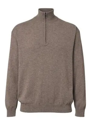 LISA YANG Lisa Yang Cashmere Half-Zip Sweater Brown