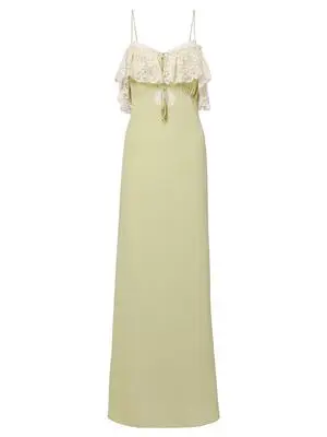 Chloé Lace-trimmed Silk Crêpe De Chine Maxi Dress - Green