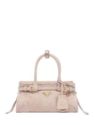 Prada Bonnie Mini Suede Top-handle Bag - Beige