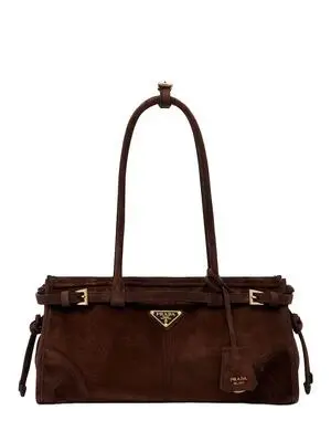 Prada Bonnie Mini Suede Top-handle Bag - Brown