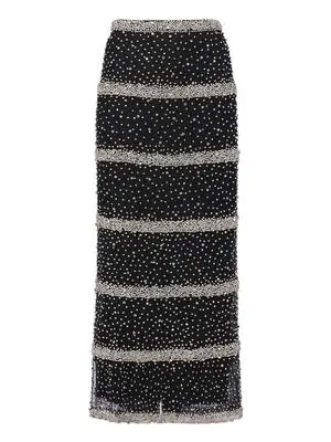 COSTARELLOS Costarellos Marice Crystal-Embellished Midi Skirt