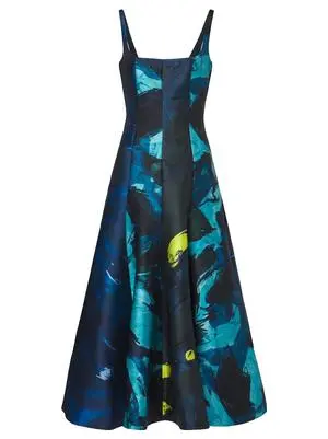 ROKSANDA Zelia Printed Gathered Midi Dress - Blue