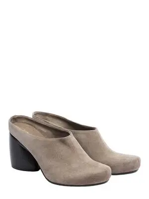 Loewe Oval Suede Mules - Grey