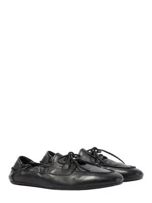 Prada Calf Leather Lace-up Loafers - Black