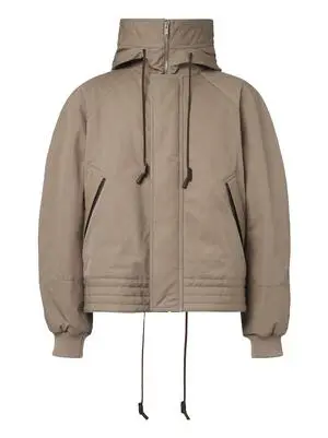 Bottega Veneta Leather-trimmed Cotton Canvas Hooded Jacket - Beige